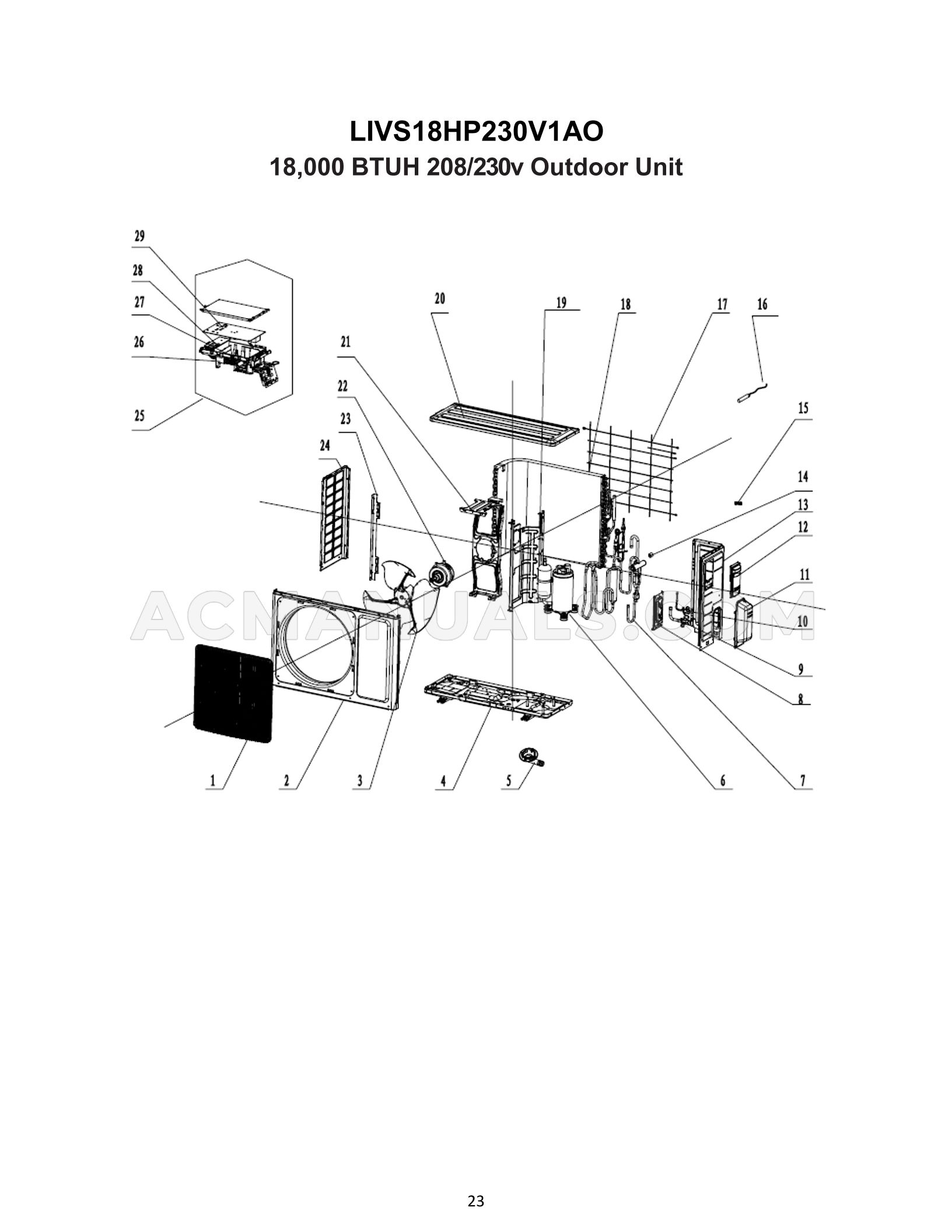 Gree LIVS12HP230V1B Parts List