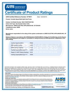 Gree MULTI30HP230V1BO AHRI Certification