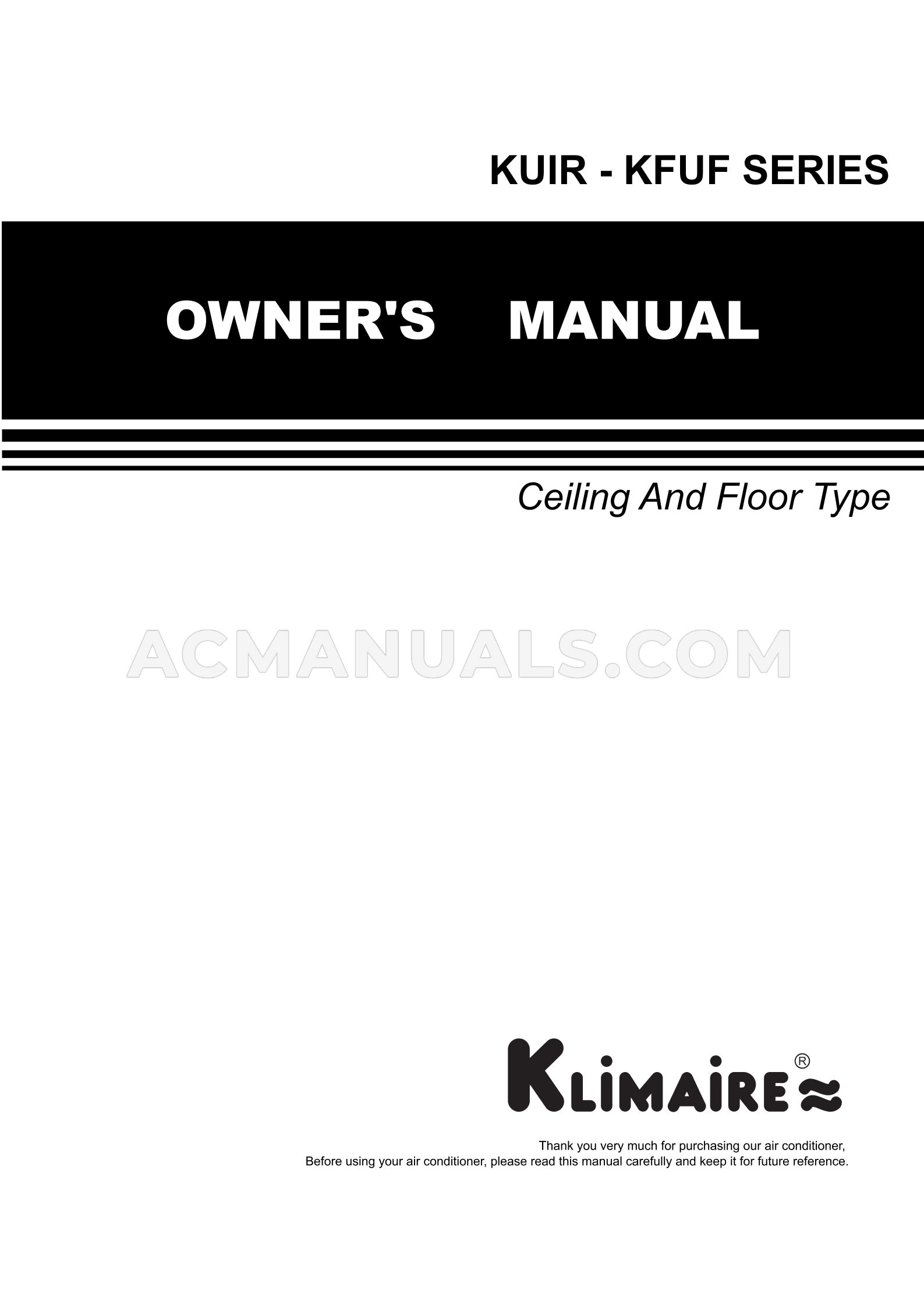 Klimaire 1177710 User Manual