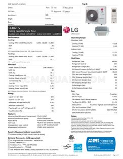 LG LC187HV Specifications Sheet