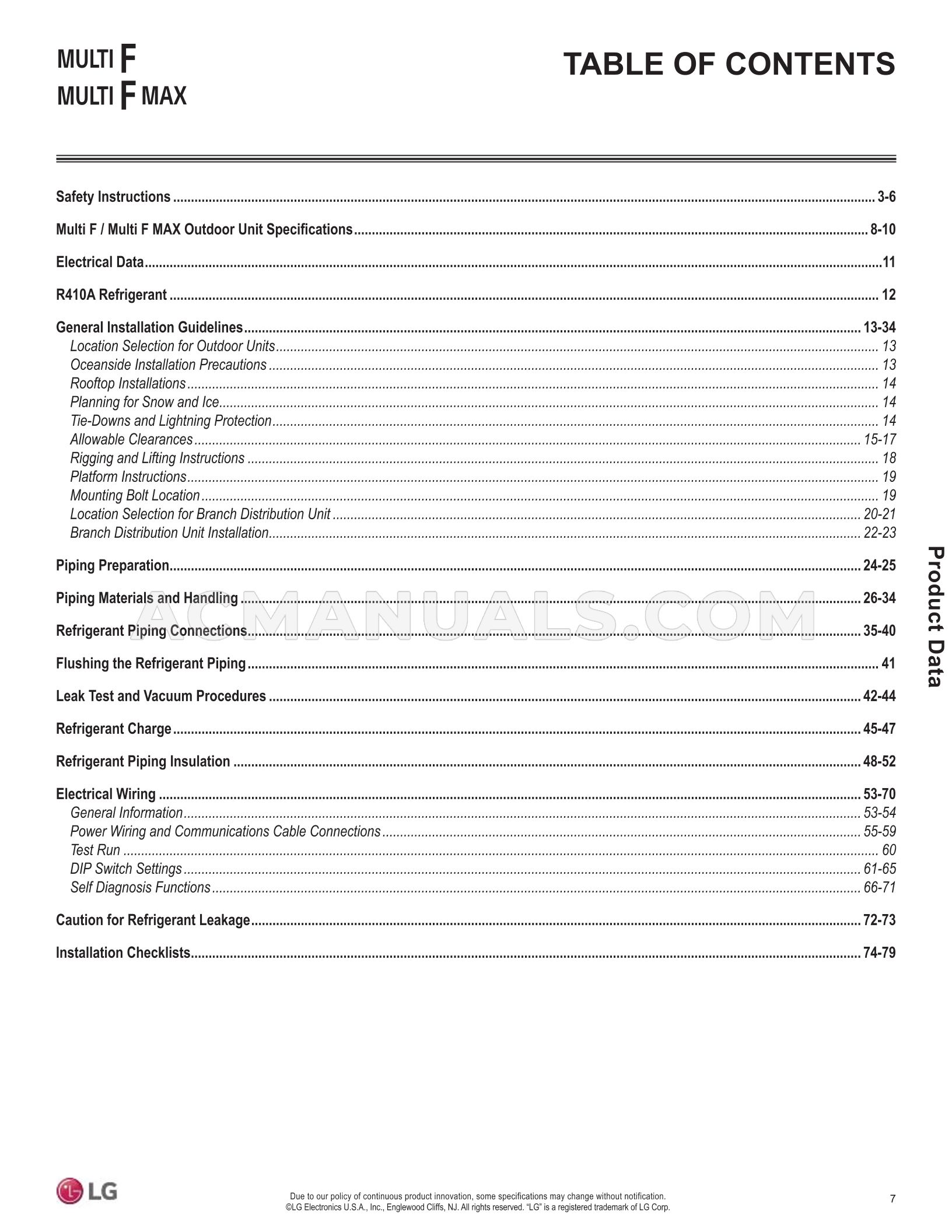 LG LMU480HV Installation Manual