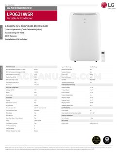 LG LP0621WSR Spec Sheet