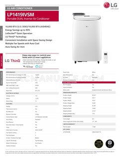 LG LP1419IVSMRB Spec Sheet