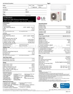 LG LS181HSV5 Spec Sheet