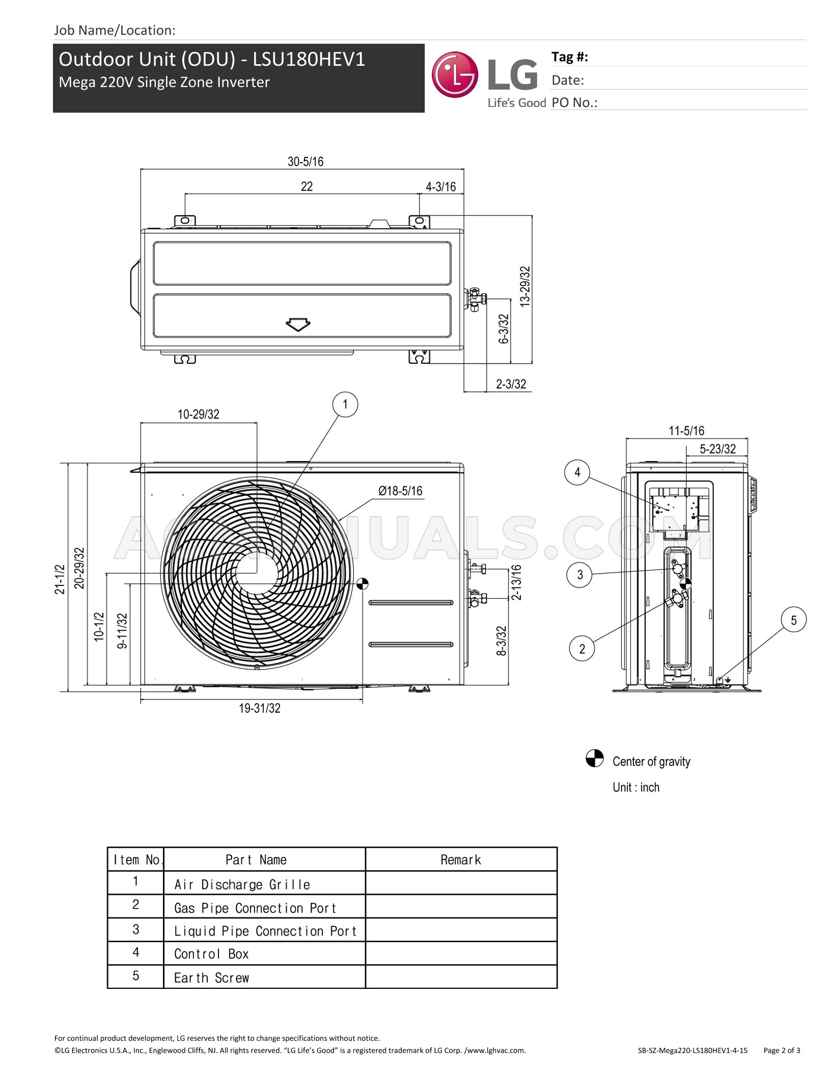 LG LSN180HEV1 Submittal