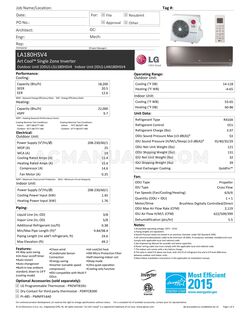 LG LSU180HSV4 Specifications Sheet