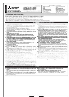 Mitsubishi MSZEF12NAWU1 M Series Installation Manual