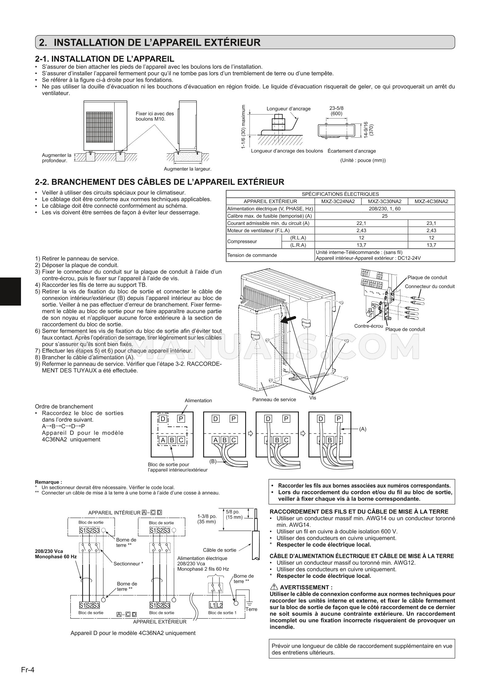 Mitsubishi MXZ4C36NA2U1 M Series Installation Manual